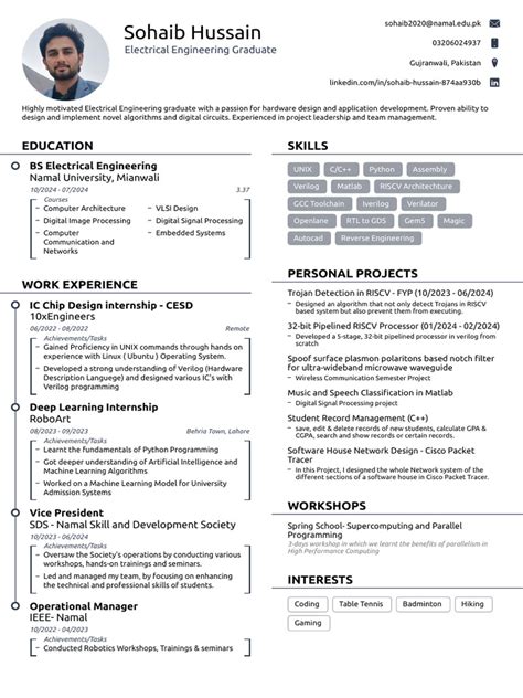 Sohaibs Resume Pdf Computer Programming Electrical Engineering