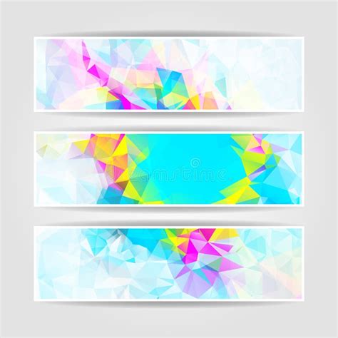 abstract colorful triangular header set stock vector illustration of