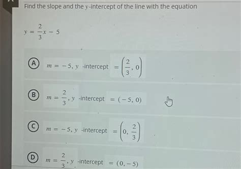 Solved Find The Slope And The Y Intercept Of The Line With