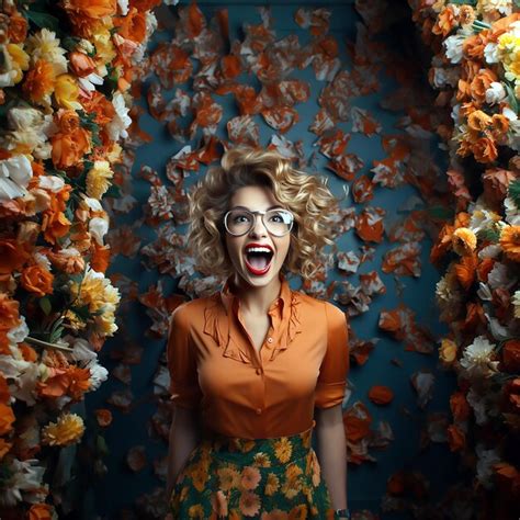 Premium Ai Image A Woman With Glasses On Her Face Is Wearing A Dress