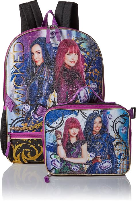 Disney Girls Descendants Backpack With Lunch Purple Amazon Co Uk Fashion