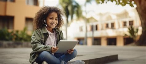 Premium Ai Image Colombian Girl Uses A Smartphone On The Street Of Colombia Ai Generated