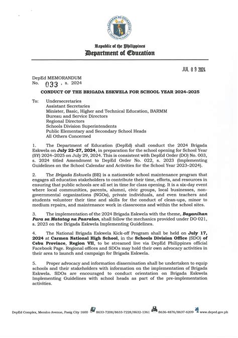 Deped Memorandum No 33 S 2024 Deped Tayo Lipa City Facebook