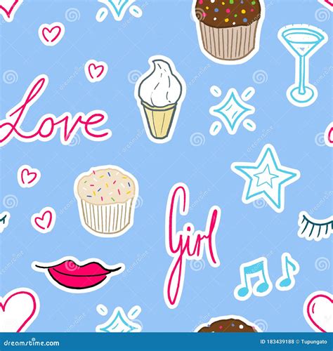 Cute Girly Seamless Pattern Stock Vector Illustration Of Theme Quirky 183439188