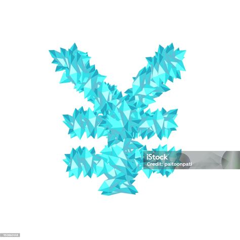 알파벳 크리스탈 다이아몬드 3d 가상 세트 통화 Jpy 기호 그림 보석 컨셉 디자인 블루 색상 흰색 배경 벡터 Eps 10에