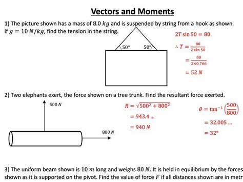 AQA Unit 4 Vectors Moments Questions A Level Teaching Resources