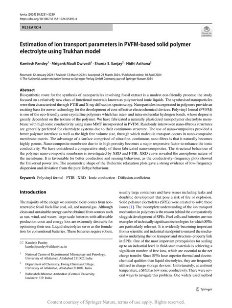 Estimation Of Ion Transport Parameters In Pvfm Based Solid Polymer