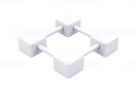 A Geometric Arrangement Of White Cubes Connected By Thin Rods Forming A Minimalistic And