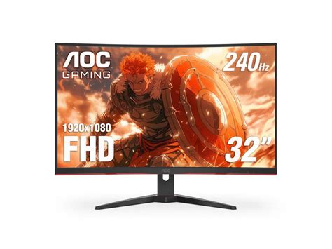 AOC 32 Curved Frameless Gaming Monitor Full HD 1920x1080 0 5ms 240Hz AMD FreeSync DP HDMI