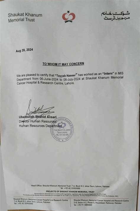 Tayyab Naseer On Linkedin Shaukatkhanummenorialtrusthosoital