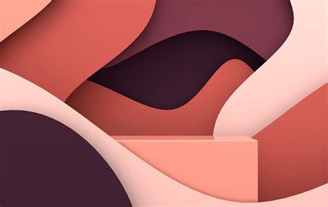 종이 파도와 연단 3d 렌더링 장면 제품 프리젠 테이션을위한 플랫폼 모의 배경 현대 종이 예술 스타일의 추상적 인 구성 입체