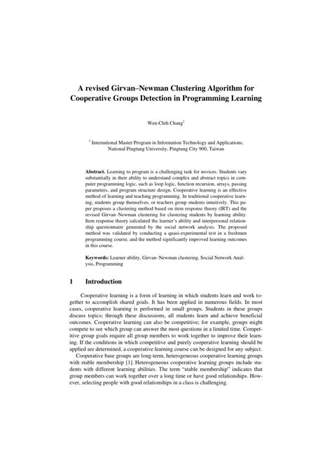 Pdf A Revised Girvan Newman Clustering Algorithm For Cooperative