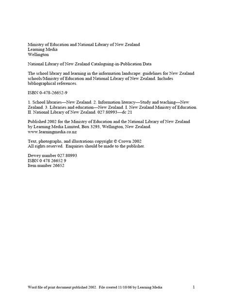 The School Library And Learning In The Information Landscape Guidelines