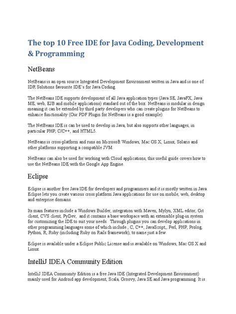 The Top 10 Free Ide For Java Coding Download Free Pdf Applications And Software Net Beans