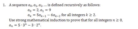 solved 1 a sequence a0 a1 a2 … is defined recursively as