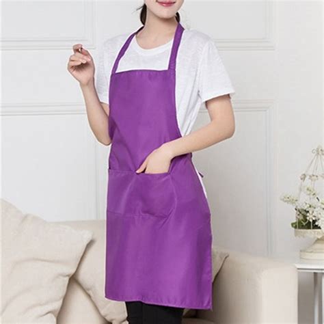 Waterproof Apron For Women With Pockets Solid Colo Vicedeal