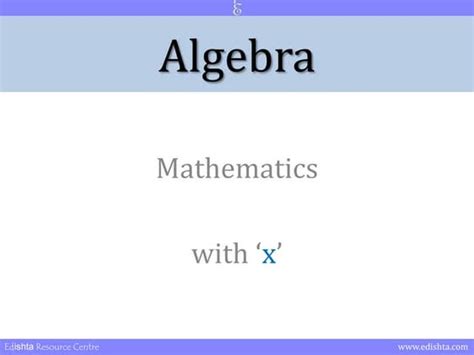 Introduction To Algebra Ppsx Physics Science