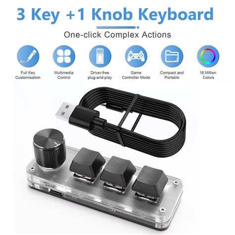 3 Key 1 Knob Programming Macro Custom Knob Keyboard Rgb Macropad Black 3 Keys Lazada Singapore