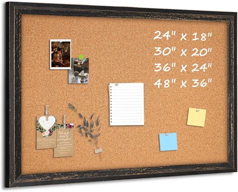 Cork Board Bulletin Board 24 X 18 Rustic Black Frame Corkboard