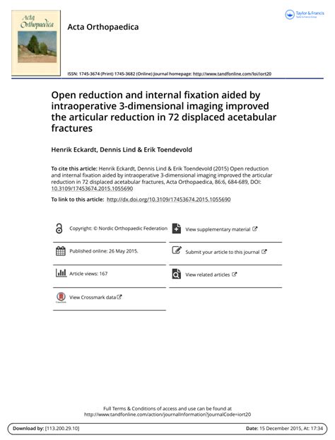 Pdf Open Reduction And Internal Fixation Aided By Intraoperative 3