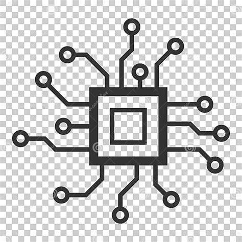 Circuit Board Icon In Flat Style Technology Microchip Vector Il Stock