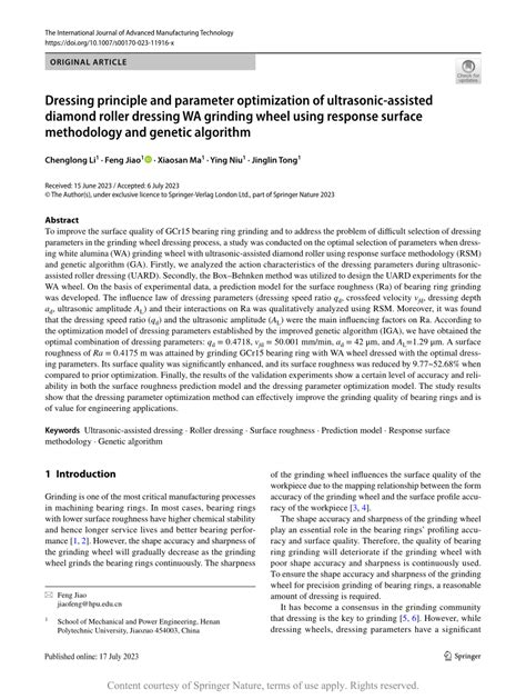 Dressing Principle And Parameter Optimization Of Ultrasonic Assisted