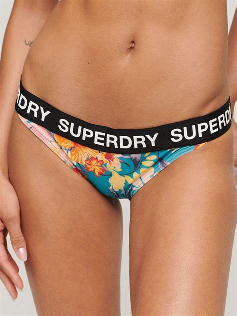 Superdry Logo Classic Bikini Briefs In Bali Blue Anemone Endource