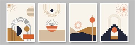 추상적인 모양 다채로운 플랫 보호 기하학적 중립 컬러 디자인 포스터 0명에 대한 스톡 벡터 아트 및 기타 이미지 0명 곡선