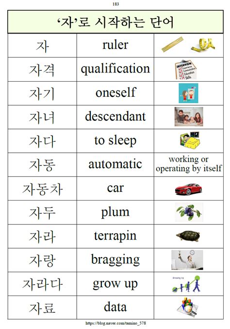 [한글 기초 사전] 자로 시작하는 단어 모음 Words Collection Of Starting With 자 네이버 블로그