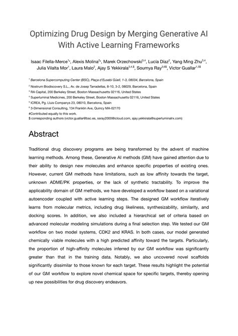 Pdf Optimizing Drug Design By Merging Generative Ai With Active Learning Frameworks