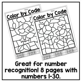Fall Color By Number Number Recognition 1 30 By A Teacher And Her Cat