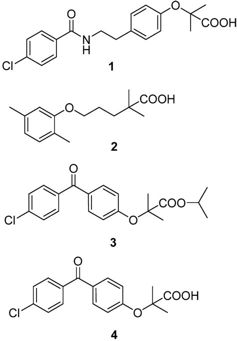 Fibrate Structures 1 Bezafibrate 2 Gemfibrozil 3 Fenofibrate 4 Download Scientific