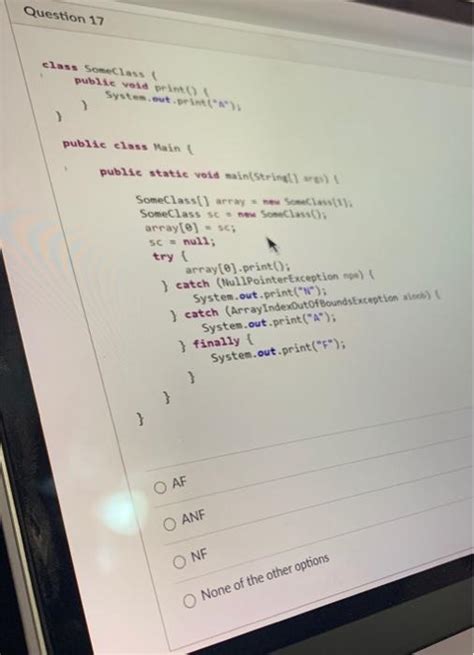 solved class someclass f publi e void print