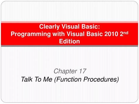 ppt clearly visual basic programming with visual basic 2010 2 nd