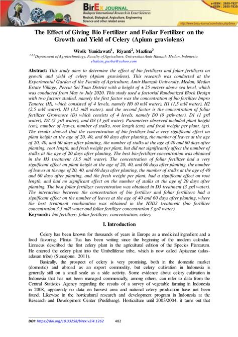 (PDF) The Effect of Giving Bio Fertilizer and Foliar Fertilizer on the Growth and Yield of ...