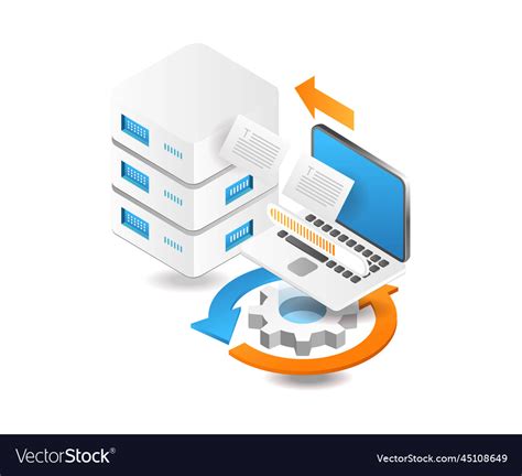 Flat Isometric 3d Cloud Server Data Processing Vector Image