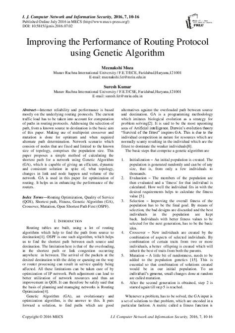 pdf improving the performance of routing protocol using genetic