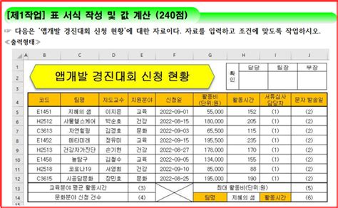 itq엑셀 기출문제 함수풀이 if choose weekday roundup daverage countif large