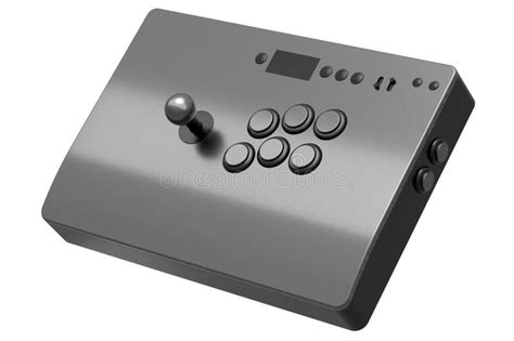 Vintage Arcade Stick With Joystick With Metallic Chrome Texture On