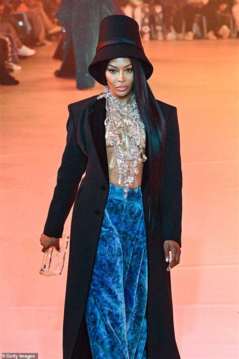 Naomi Campbell 51 Goes Topless On The Runway During The Off White
