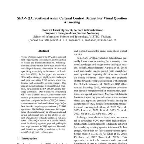sea vqa southeast asian cultural context dataset for visual question