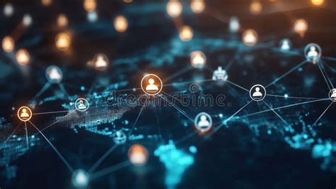 Visual Representation Of A Digital Network Connecting Users Across A Global Map With Glowing