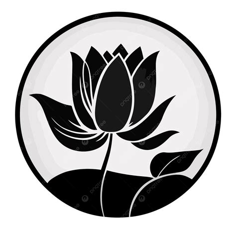 Lotus Flower In A Black And White Circle Vector A Simplistic Black