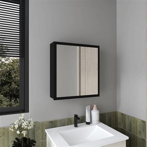 Wall Mounted Black Medicine Cabinet 4 Shelves To Store Toiletries