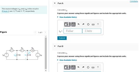 solved constants part a the source voltages vg1 and vce in