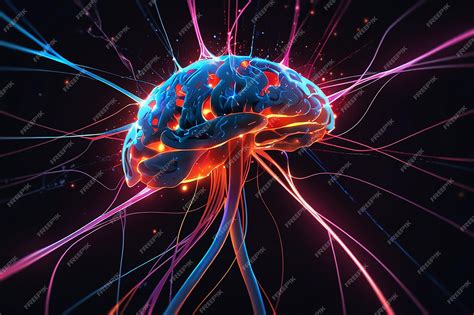 Digital Rendering Of An Active Neural Network With Glowing Synapses And Neural Pathways In The