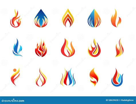 Fire Flame Logo, Modern Flames Collection Logotype Symbol Icon Design Vector Stock Vector ...