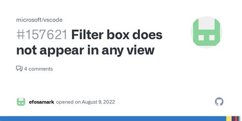 Filter Box Does Not Appear In Any View Issue Microsoft Vscode Github