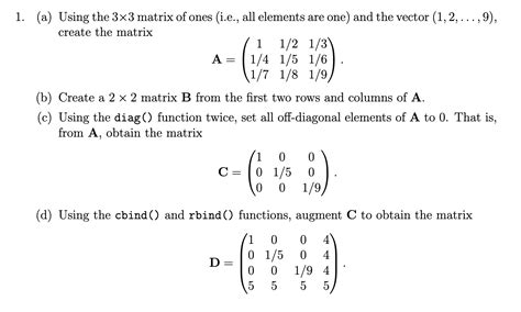 Solved A Using The X Matrix Of Ones I E All Chegg Com