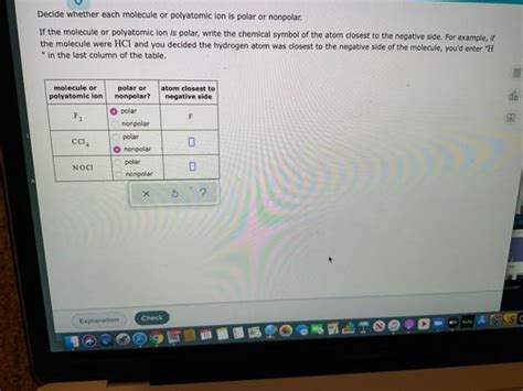 Solved Decide Whether Each Molecule Or Polyatomic Ion Is